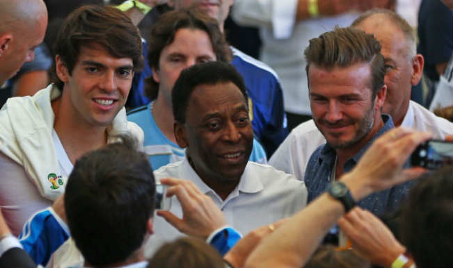 Football legends David Beckham, Pele and Kaka attend the Germany vs ...