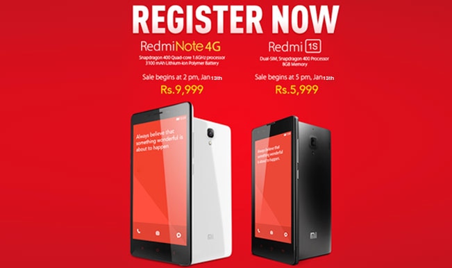 Xiaomi Redmi Note 4G and Xiaomi Redmi 1S on sale on Flipkart January 13 ...