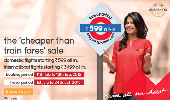 SpiceJet launches cheaper-than-train-fare sale starting at just Rs 599 ...