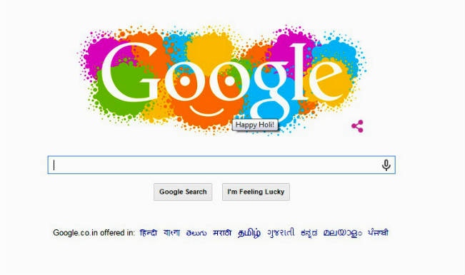 Holi 2015 Google Doodle: Colourful Smiley doodle splashed on your ...