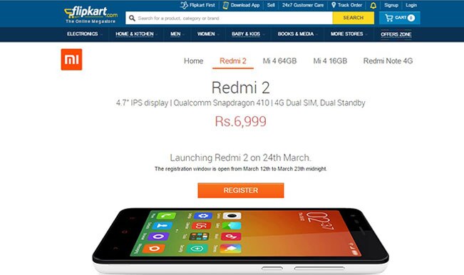 Xiaomi Redmi 2 sale on Flipkart on March 24 | India.com