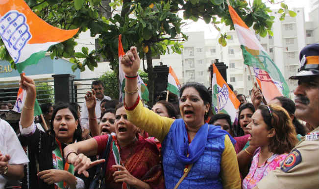 Mahila Congress protests against BJP government at Jantar Mantar ...