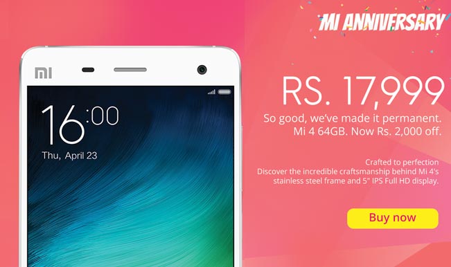Xiaomi Mi 4 64GB gets permanent price cut; to be available at Rs 17,999 ...