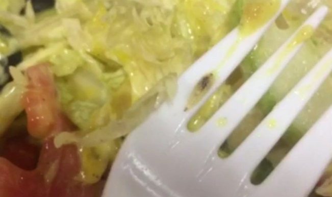 Yuck! Journalist finds live worm in Subway salad! | India.com