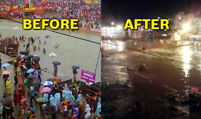 Godavari river in RamKund flooded after last Nashik Kumbh Shahi Snan ...