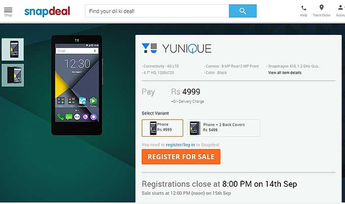 Yu Yunique with 4G appears online for Rs 4,999 before launch | India.com
