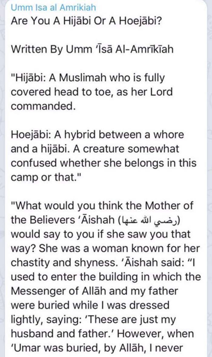 ISIS releases new message for woman, asks ‘Are you a Hijabi or Hoejabi ...