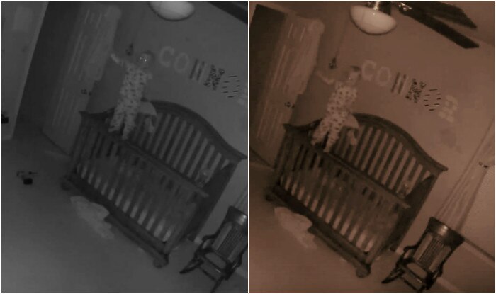 Possessed baby caught on camera! Possessed baby balancing on crib goes ...