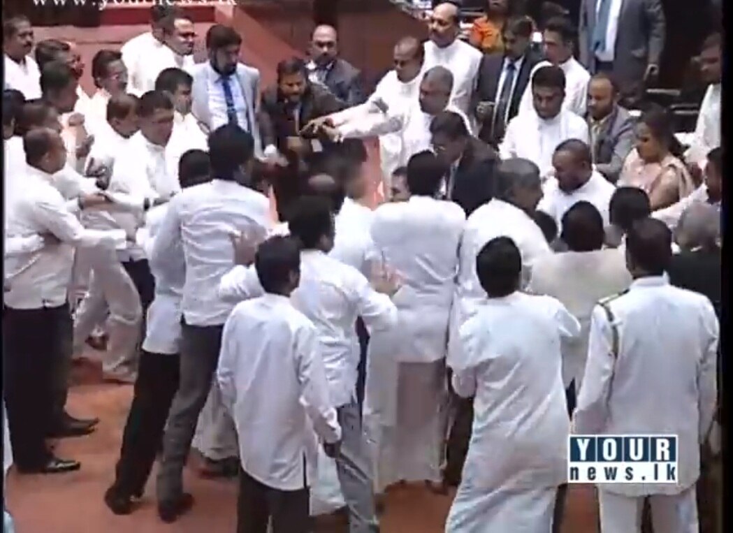 Physical brawl in Sri Lankan Parliament leads to suspension of two ...