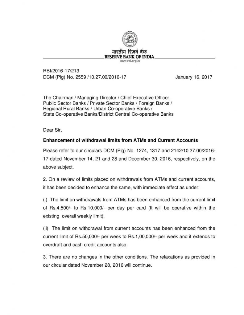 Demonetisation: RBI raises ATM withdrawal limit to Rs 10,000 per day ...