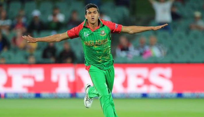 Taskin Ahmed, the Bangladeshi fast bowler, picks up a hat-trick against ...