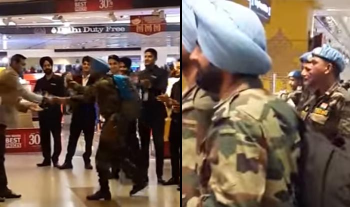 Indian soldiers receive warm welcome from airport staff at IGI Airport ...