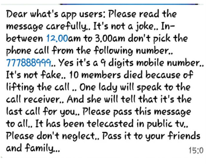 777888999 phone number won’t kill you at midnight! Viral WhatsApp ...