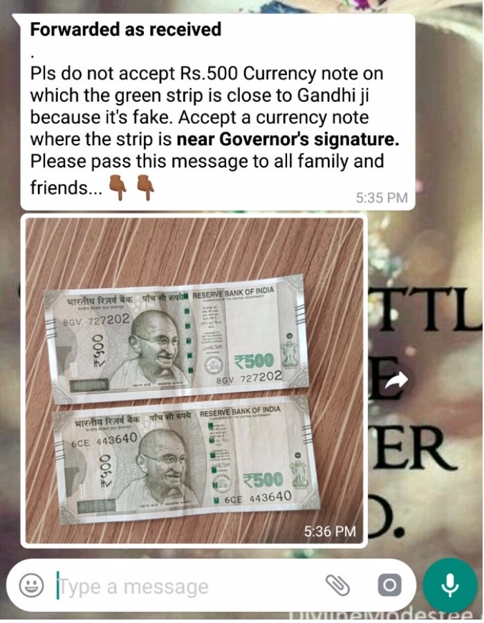 Fake Rs 500 Note Picture Goes Viral on WhatsApp! Here’s How to ...