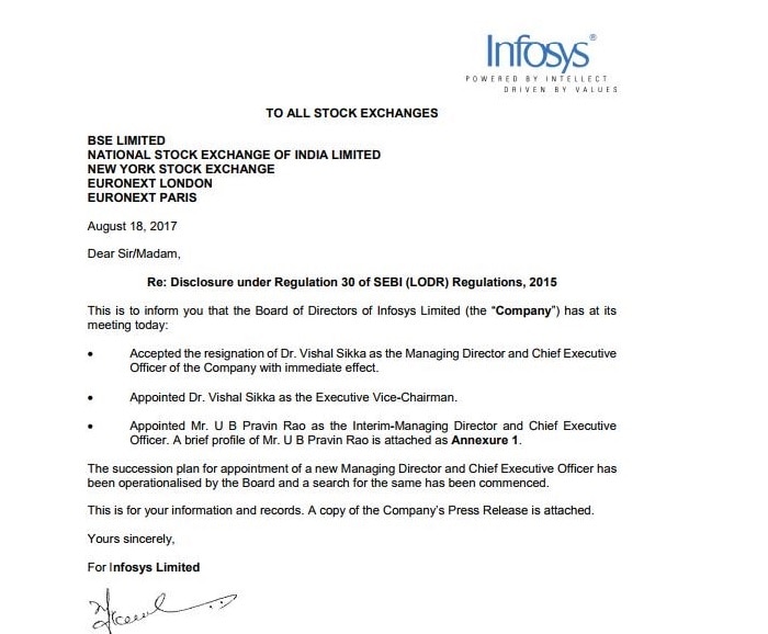 Vishal Sikka Resigns as MD and CEO of Infosys, UB Pravin Rao Takes Over ...