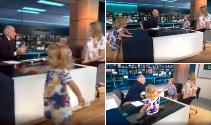 Little Toddler Girl Takes Over ITV Lunchtime News; Newsreader Alastair ...
