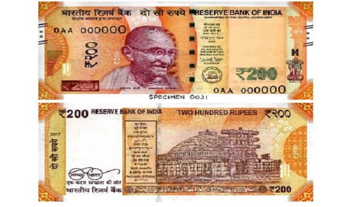Rs 200 Note Salient Features: Motif of Sanchi Stupa, Electrotype ...