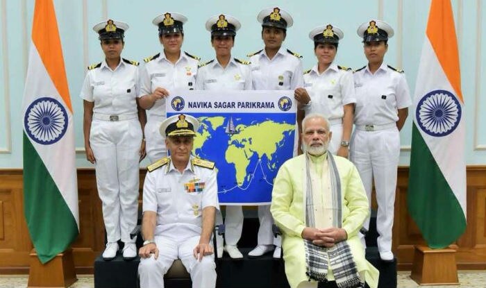 PM Modi Meets Six-Woman Navy Crew Who Are Preparing to Sail Around the ...