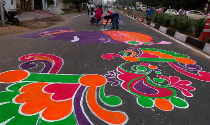 Rangoli Designs Drawn on Jaipur Street Set to Enter Guinness Record ...