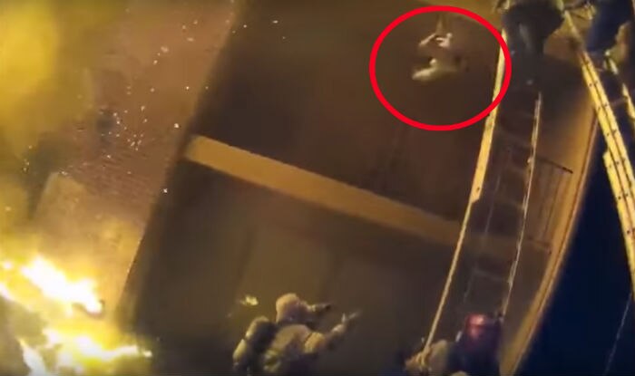American Firefighter Catches Toddler Dropped From Balcony During Raging ...