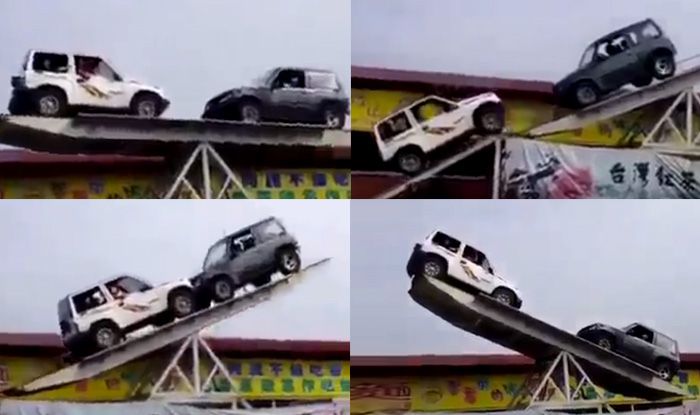 Video of Two SUV Cars See-Sawing on a Wooden Plank is Unmissable; Check ...