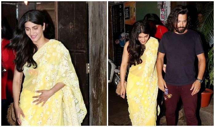 Shruti Haasan Looks Gorgeous in a Yellow Sari As She Steps Out For a ...