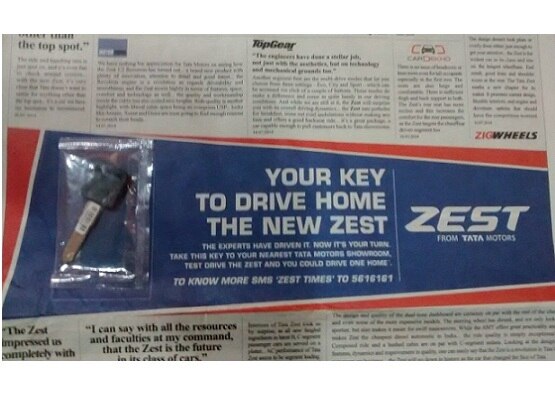 Tata Zest Key in the Newspaper ad Campaign: Test Drive Tata Zest With ...