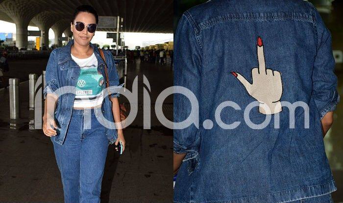 Swara Bhasker Wears a Denim Jacket With ‘Middle Finger’ Printed Detail ...