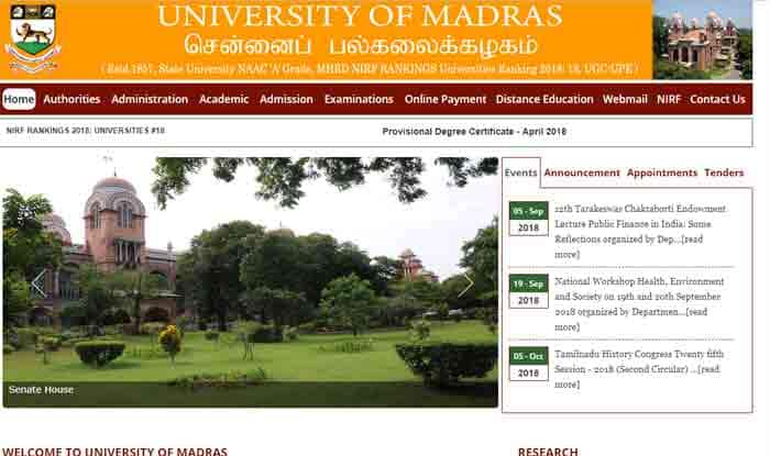 Madras University Exams 2021: UG/ PG Results Declared at unom.ac.in ...