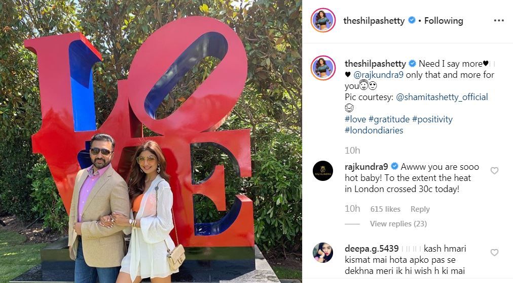 Shilpa Shetty’s Mushy Post From London Gets a Touch of Added Romance by ...