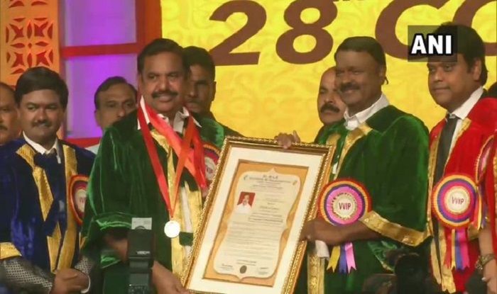 Tamil Nadu CM Edappadi K Palaniswami Receives Doctorate From Dr MGR ... Tamil Nadu CM Edappadi K Palaniswami Receives Doctorate From Dr MGR ...