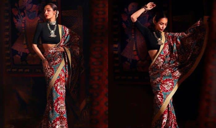 Malaika Arora Looks Ethereal in Red Jaipuri Printed Saree, Fans Are ...