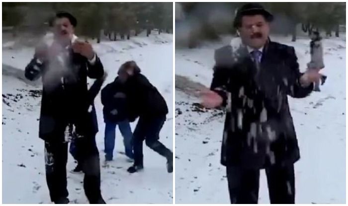 TV Weatherman Playfully Attacked with Snowballs While Reporting ...