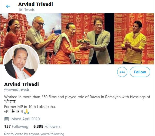Ramayan’s Ravan Aka Arvind Trivedi Makes His Debut on Twitter, Fans ...