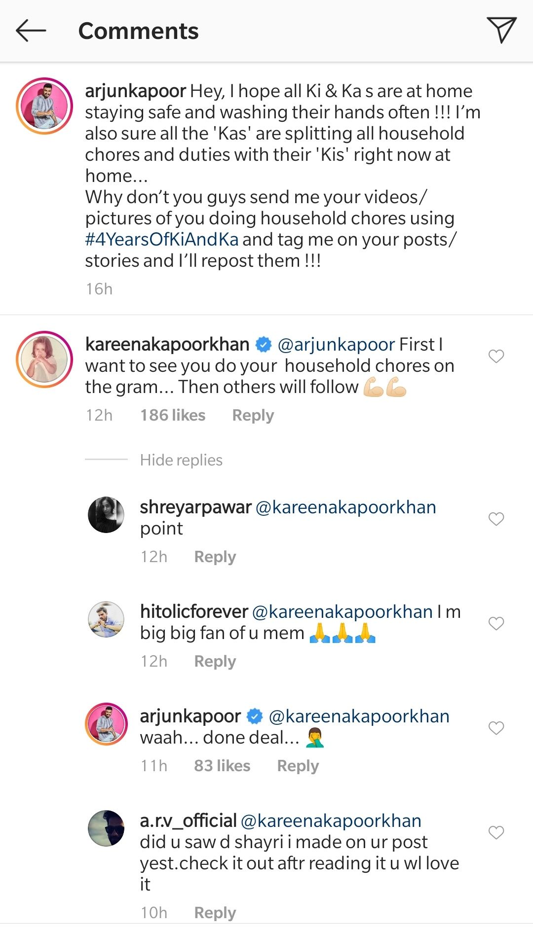 Kareena Kapoor Khan- Arjun Kapoor’s Cute Banter on Instagram Will Make ...