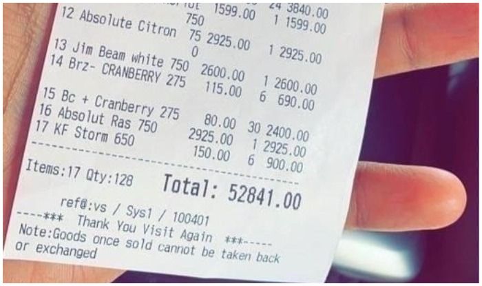 After Liquor Bill Worth Rs 52,841 Goes Viral, Bengaluru Shop Owner ...