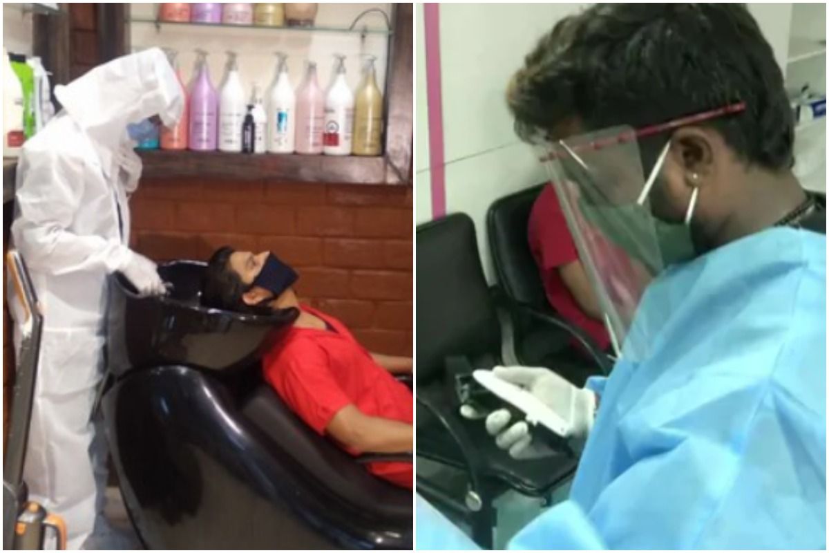 The New Normal? Salon Workers Covered In PPE Kits While Giving Haircuts ...
