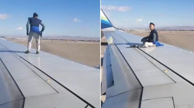 Just Crazy! Man Climbs Onto Airplane