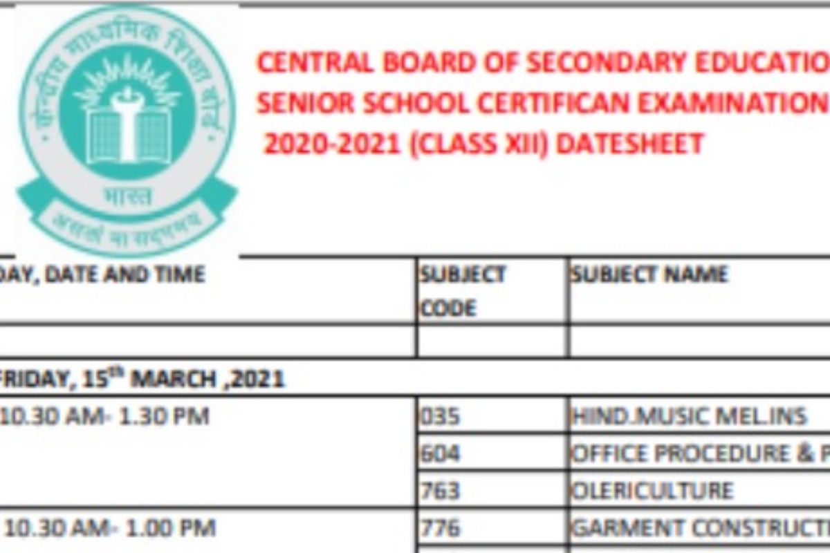 CBSE Class 12 Date Sheet 2021 Released This Is What PIB Had To Say CBSE Class 12 Date Sheet 2021 Released This Is What PIB Had To Say