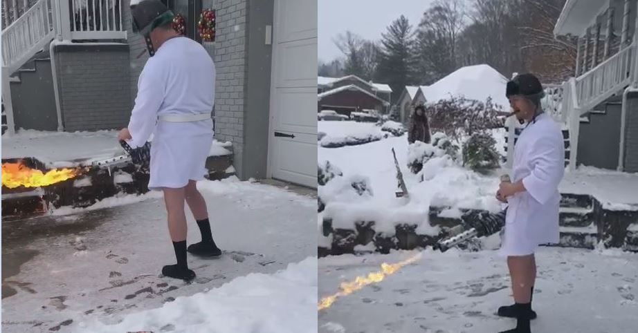 Watch: Man Clears Snowy Driveway with Flamethrower; Video Goes Viral ...