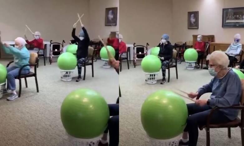 This Nursing Home For Elderly People Has Regular Drum Exercise Classes ...