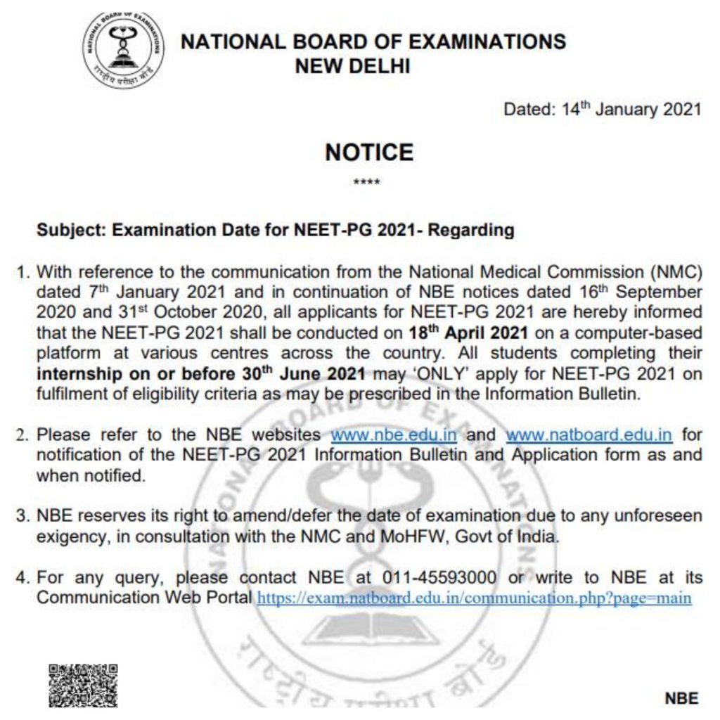 NEET PG 2021 Registration Likely To Start at nbe.edu.in Around 1st Week ...