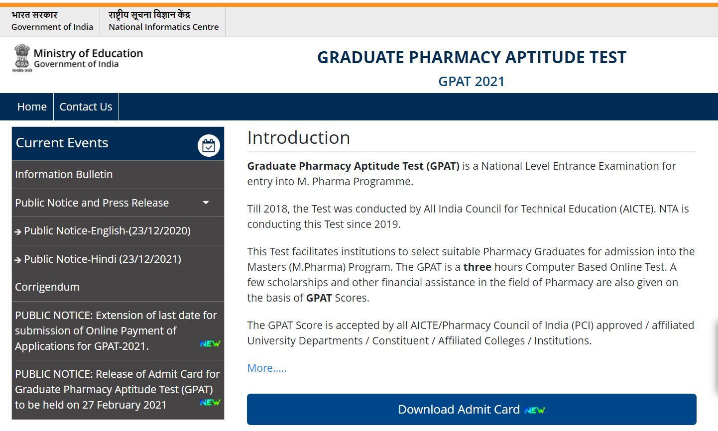 GPAT 2021 Admit Card Released: Check Steps to Download, Direct Link