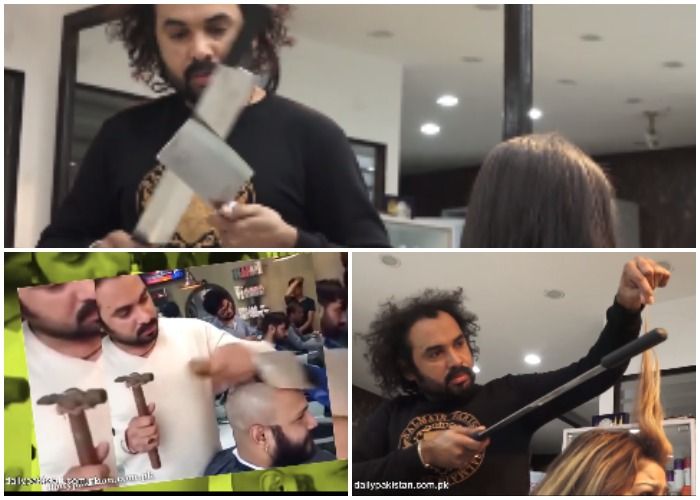 Hair Cutting Video: तेज धार आरी-आग से बाल काटने वाला पाकिस्तानी हज्जाम ...
