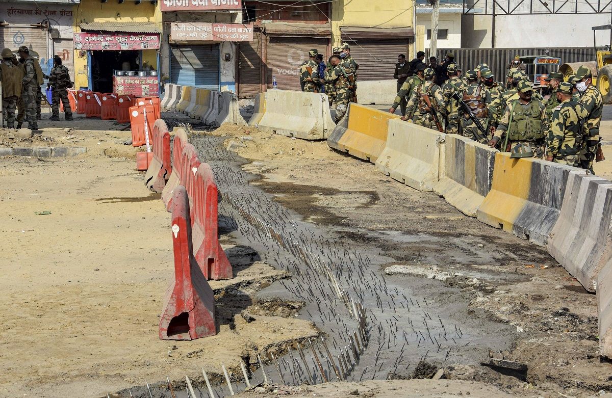 Nails Cemented On Roads To Stop Protesting Farmers From Crossing ...
