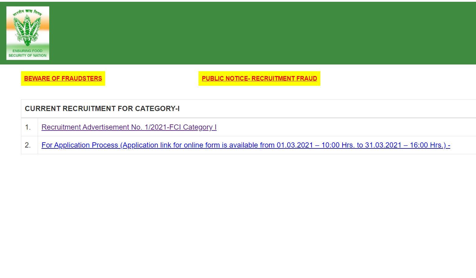 FCI Recruitment 2021: Few Days Left to Apply For Various Posts in FCI ...