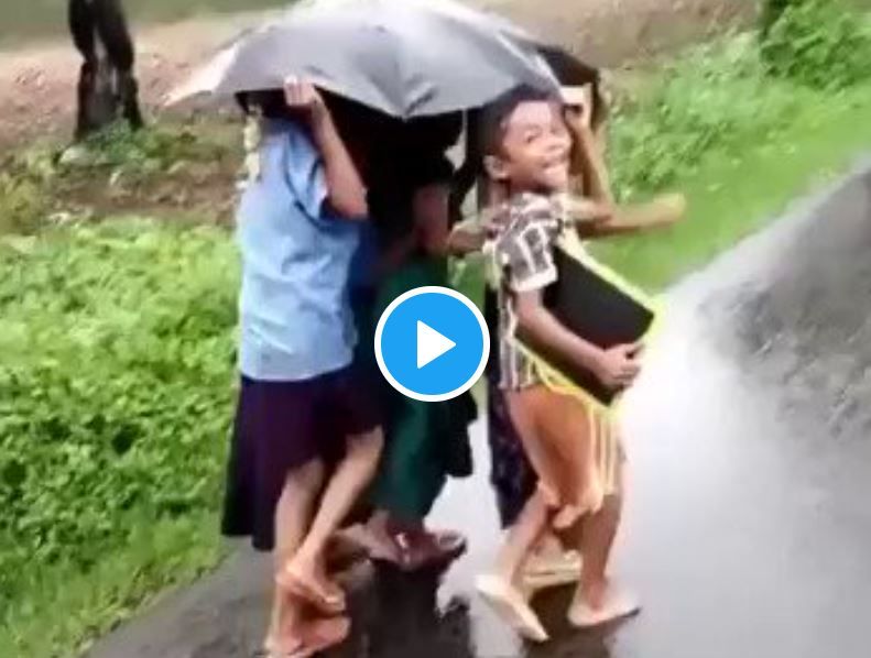 Viral Video: These Adorable Kids Enjoying the Rain While Returning from ...