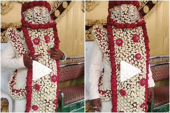 Viral Video: Groom Wears Super Long Sehra That Covers Him From Head to ...