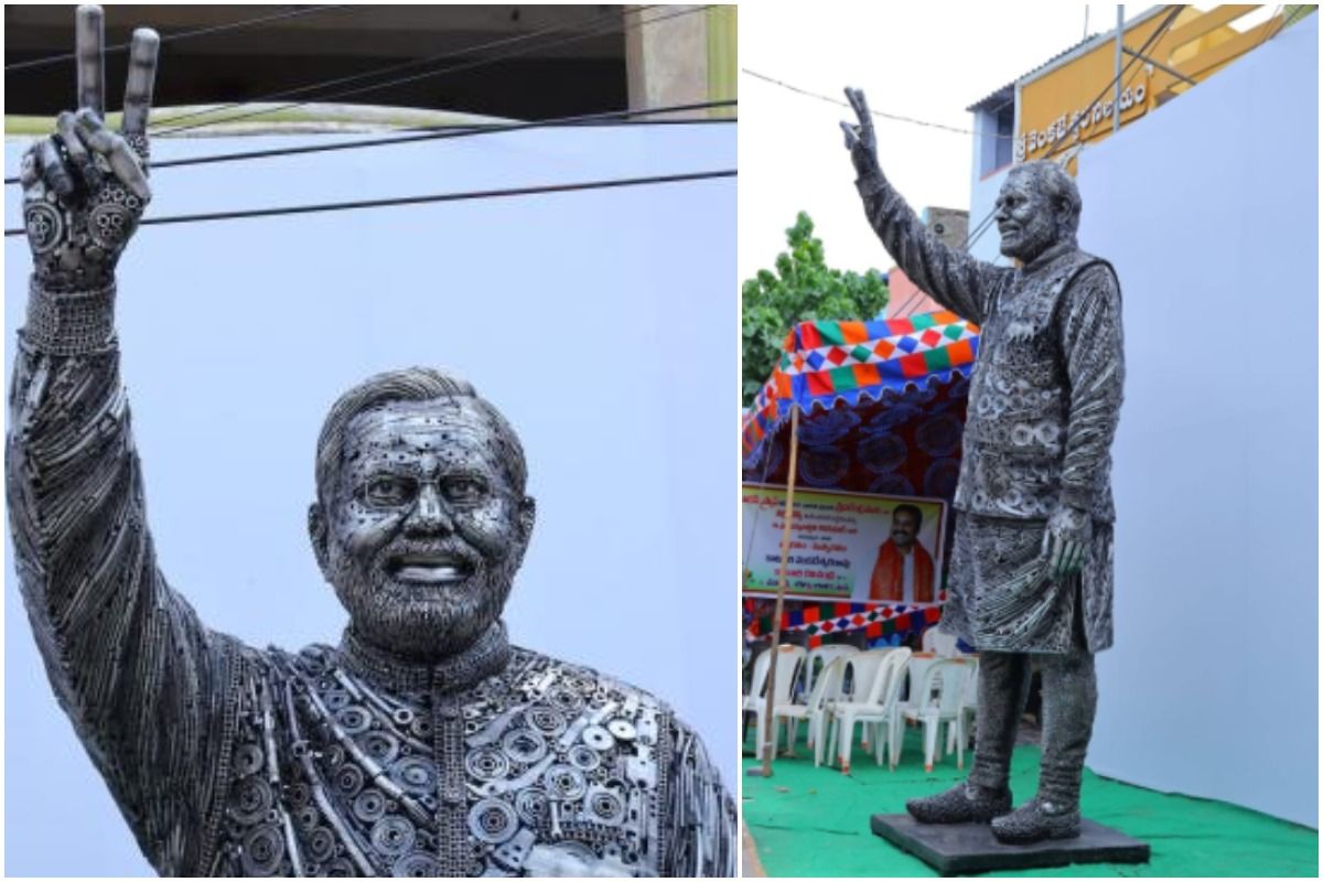 Father-Son Duo Build 14-Feet Tall Statue of PM Modi Using Scrap, to Be ...