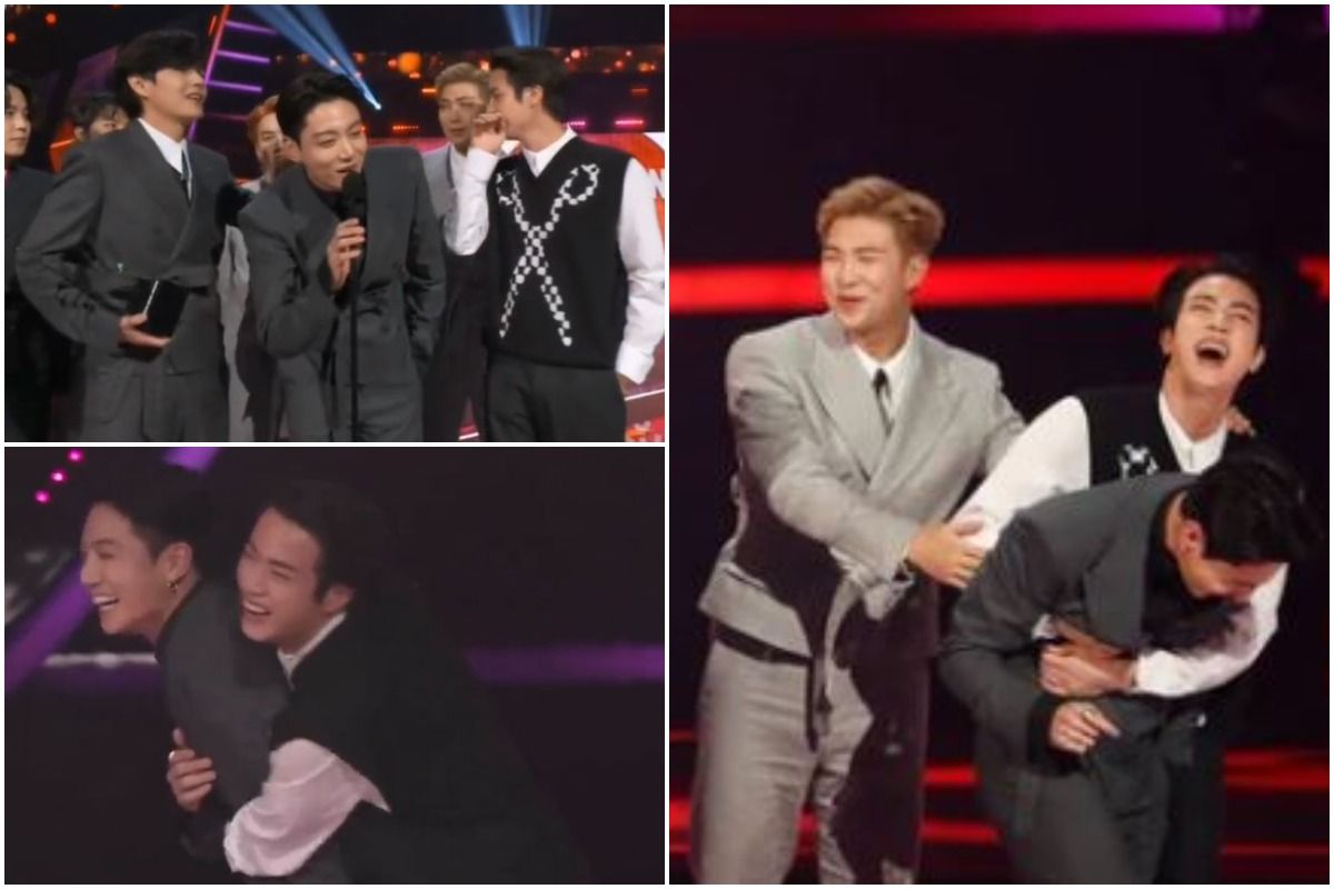 BTS Amas : BTS Jin Drags Jungkook Away To Cut His AMA Speech Short and ...